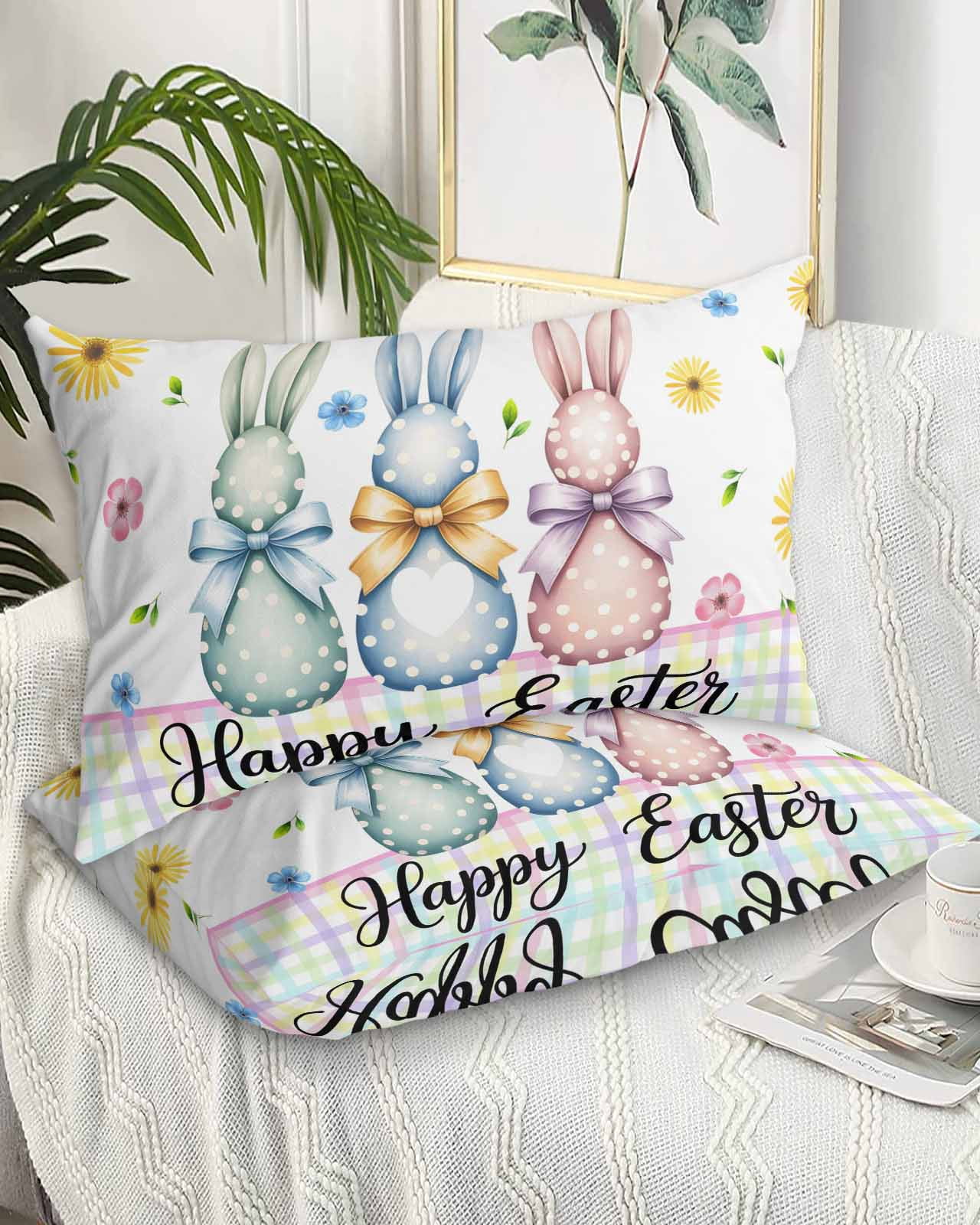 Easter Bunny Queen Pillow Cases Set of 2 - Microfiber Bed Throw Pillow ...