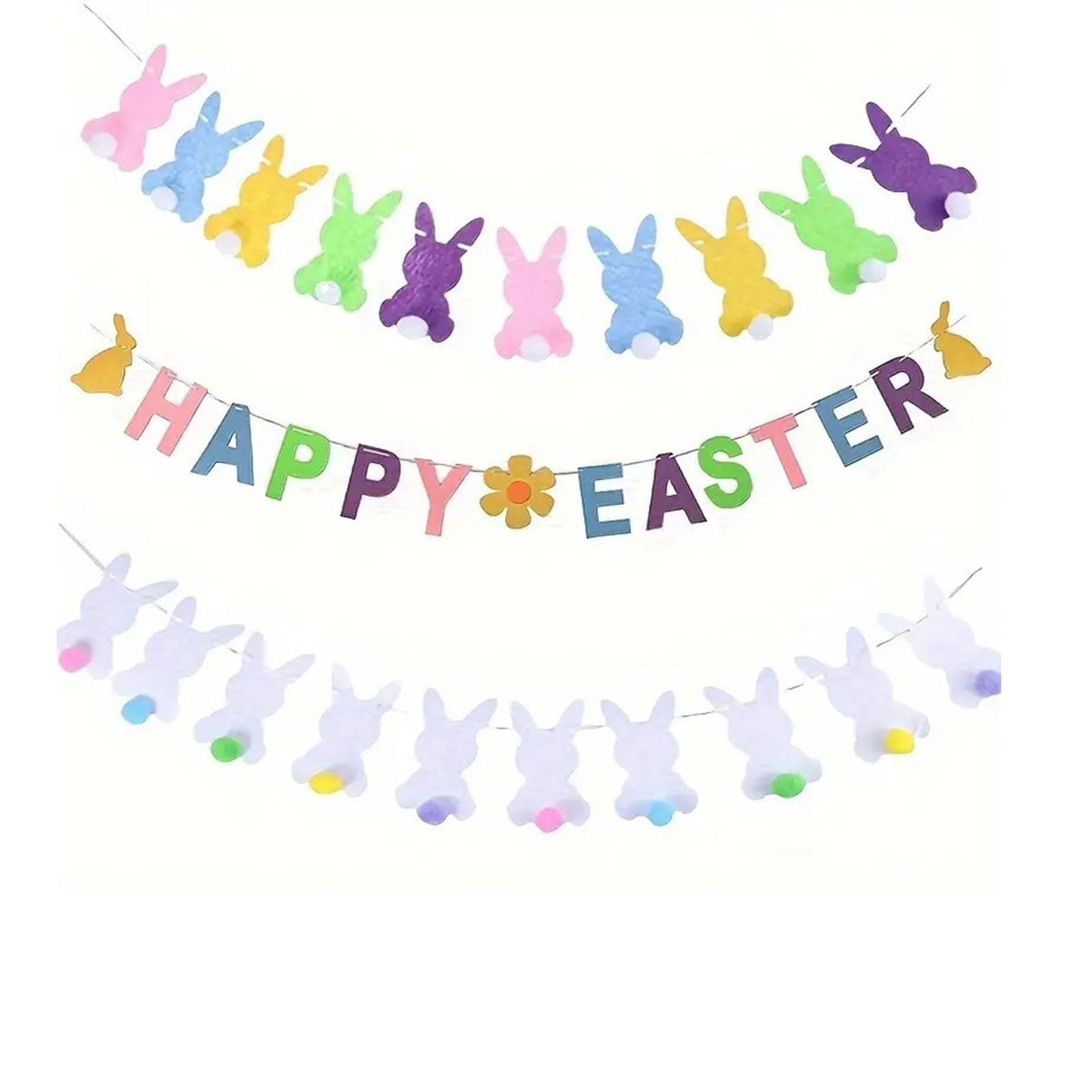 Easter Bunny Rabbit Banner Bunting Garland, Happy Easter Banner Bunting ...