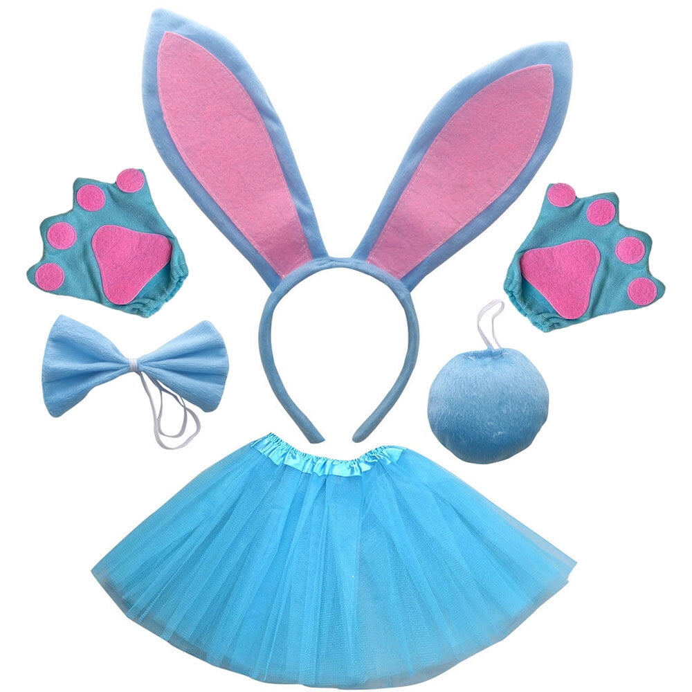 Easter Bunny Rabbit Costume Set, Ears Headband Bow Ties Tail Skirt Paws ...