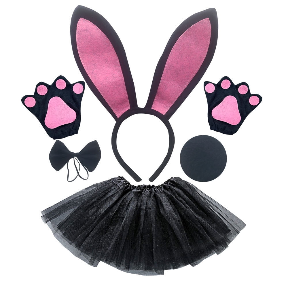 Easter Bunny Rabbit Costume Set, Ears Headband Bow Ties Tail Skirt Paws ...