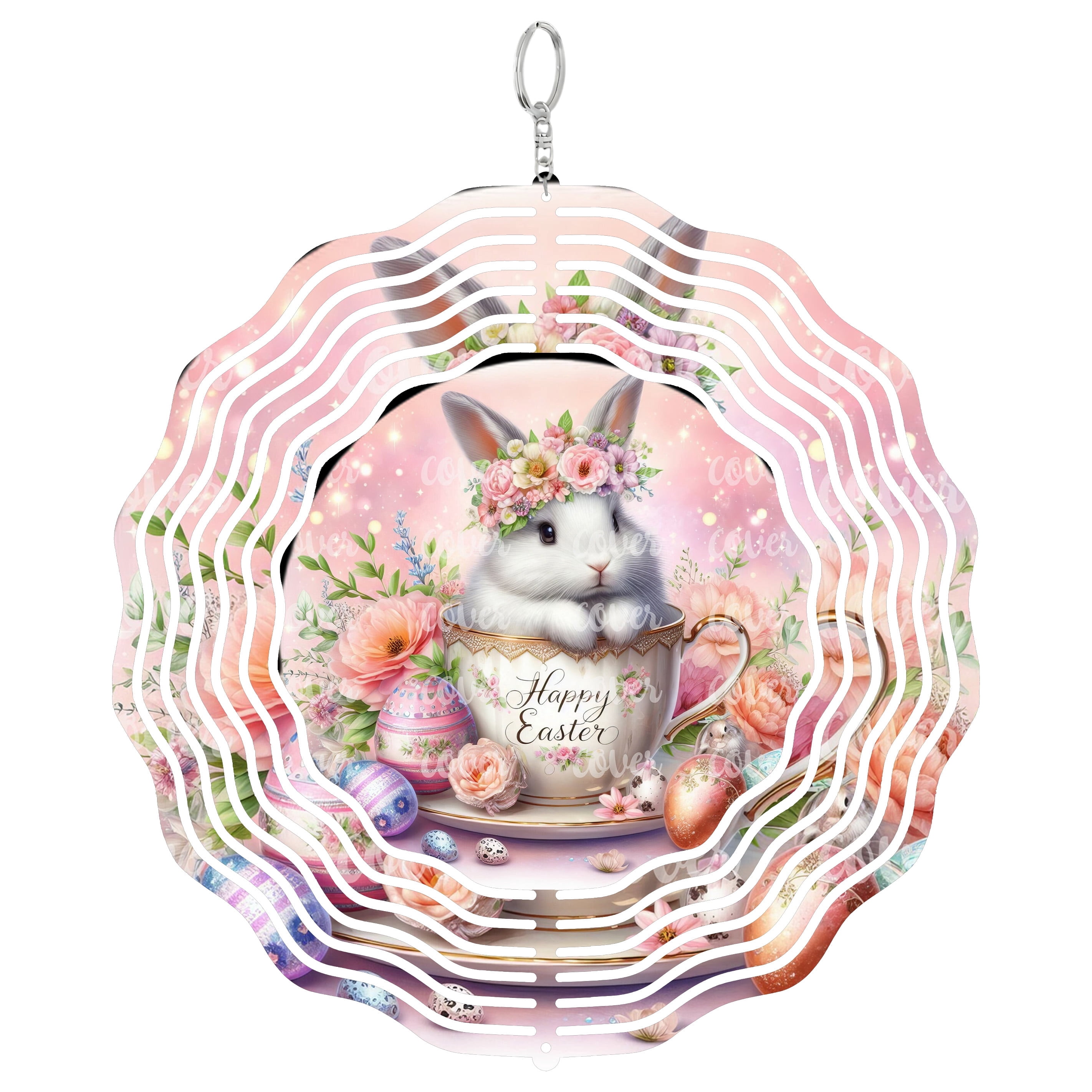 Easter Bunny Rabbit Decor 3D Wind Spinner Kinetic Art Hanging Spring ...