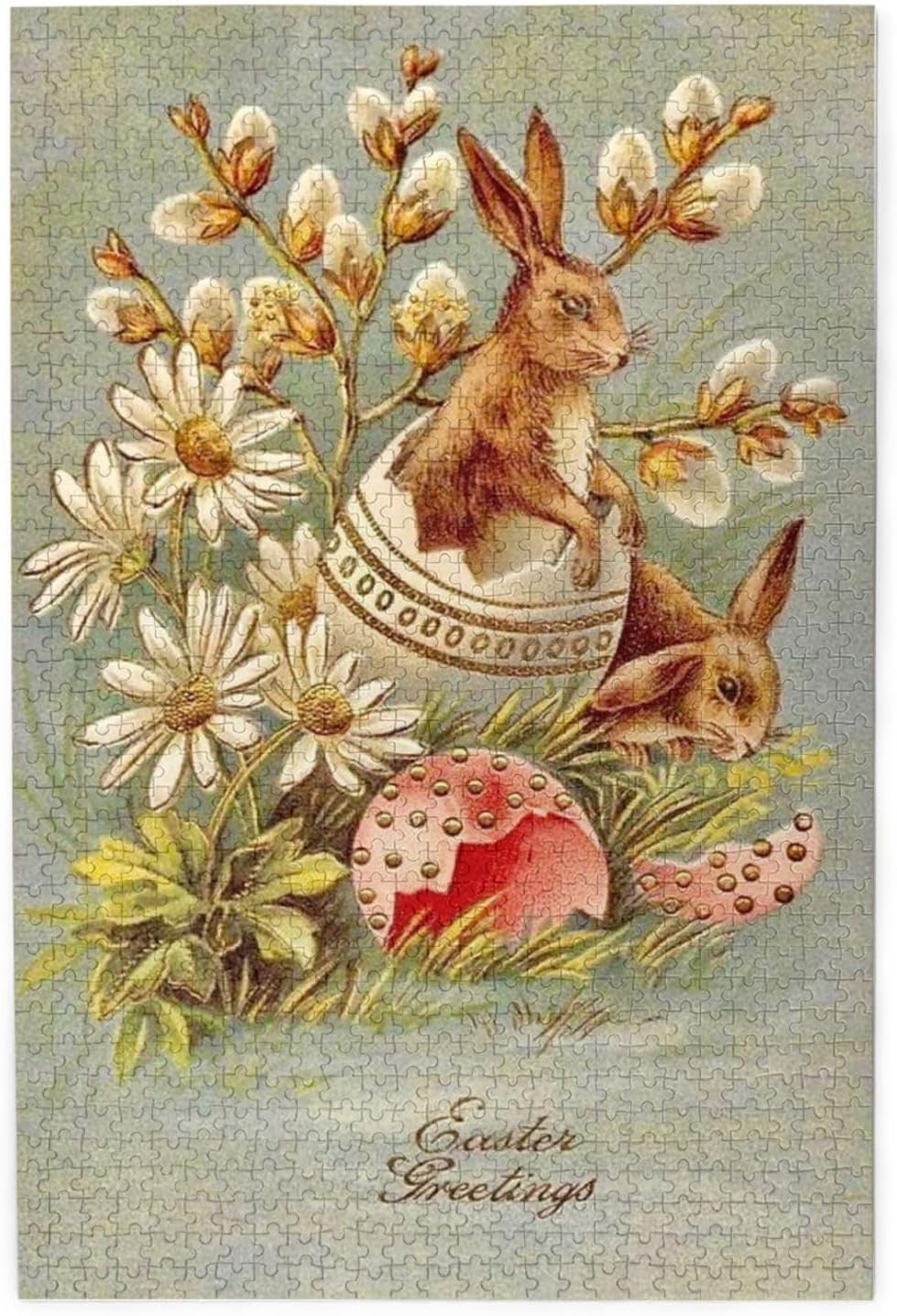 Easter Bunny Rabbit Eggs Rabbit Vintage Easter Puzzles for Adults 1000 ...