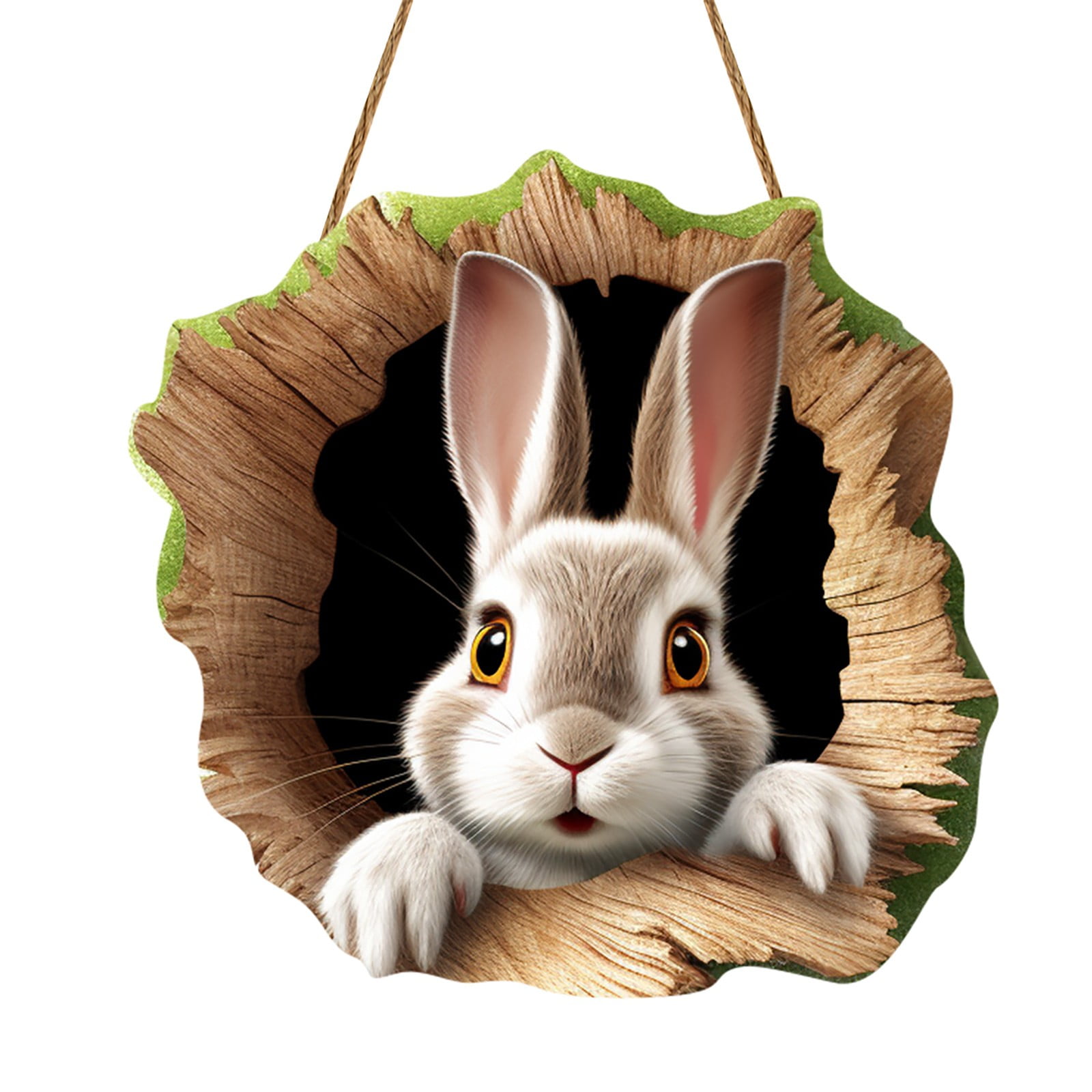 Easter Bunny Rabbit Hole Door Sign Rustic Wooden Easter Decor for ...