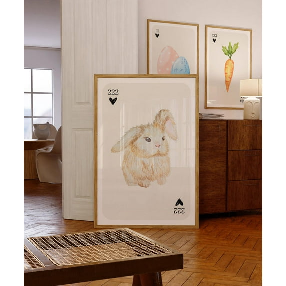 Easter Bunny Rabbit Print Wall Art Playing Card Easter Decor, Cute ...