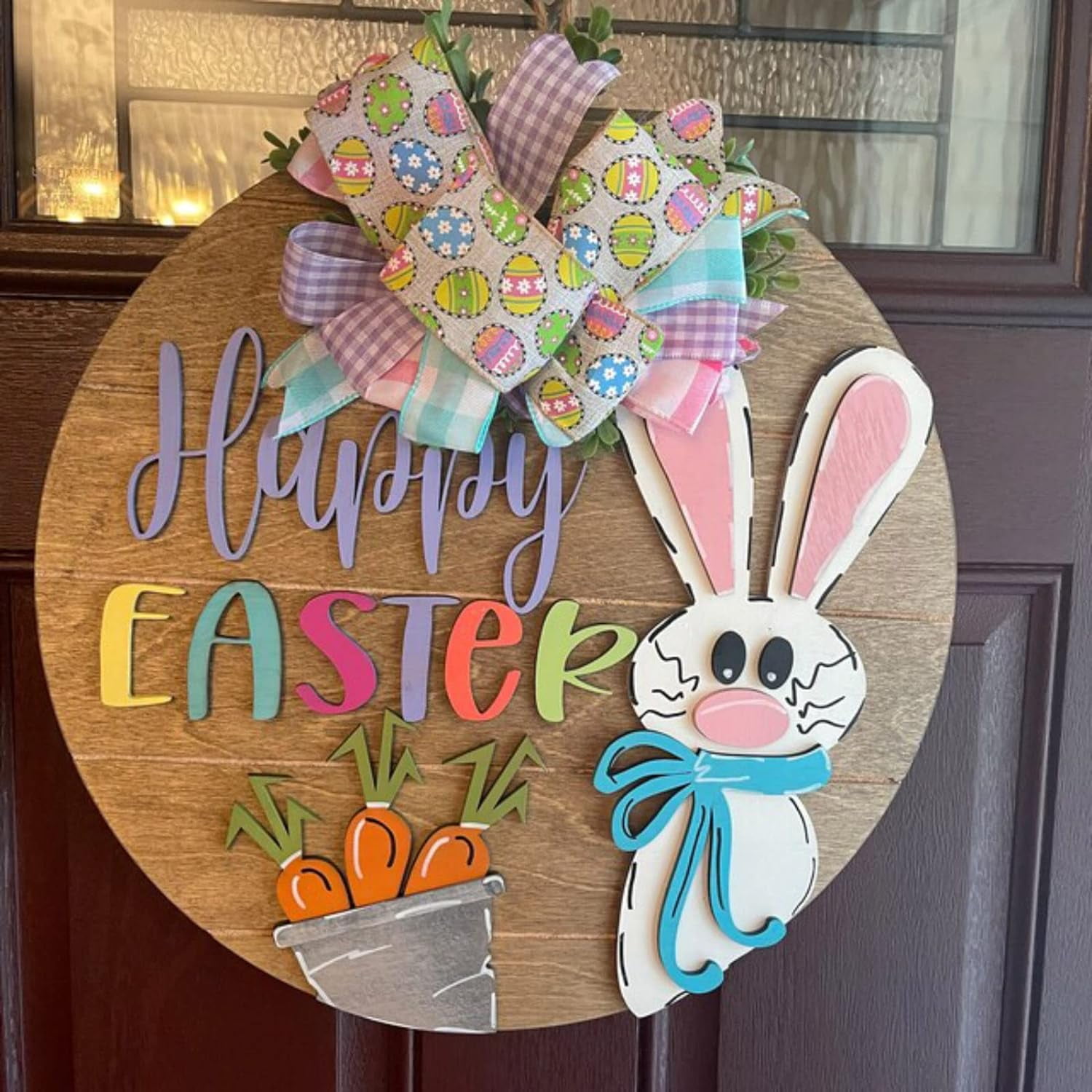 Easter Bunny Rabbit Sign Door Hanger, Happy Easter Door Hanging Signs ...