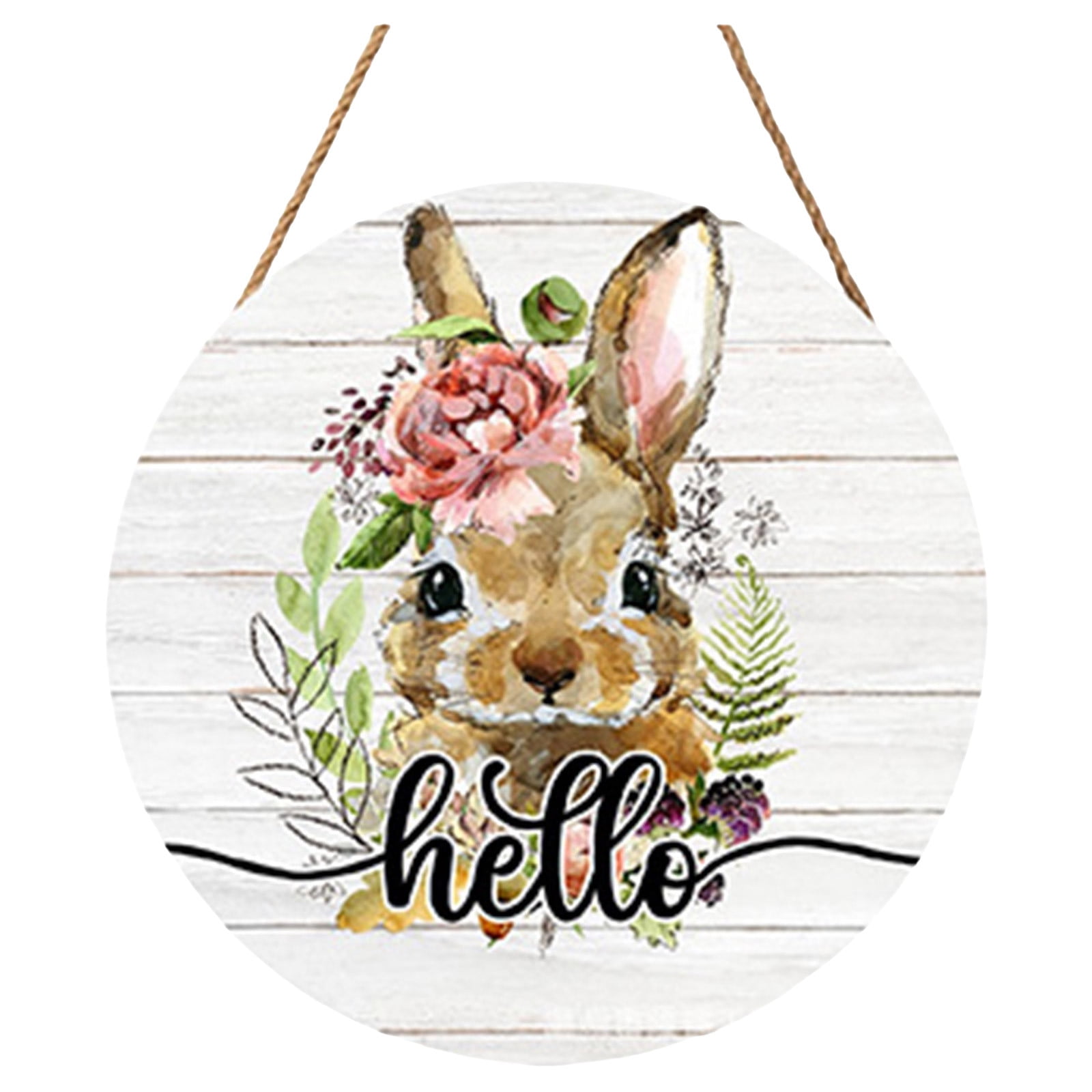 Easter Bunny Rabbit Sign For Front Door Decor Wood Door Hanger For ...