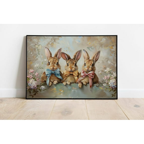 Easter Bunny Rabbits Print Easter Nursery Decor Animal Cottagecore Cute ...