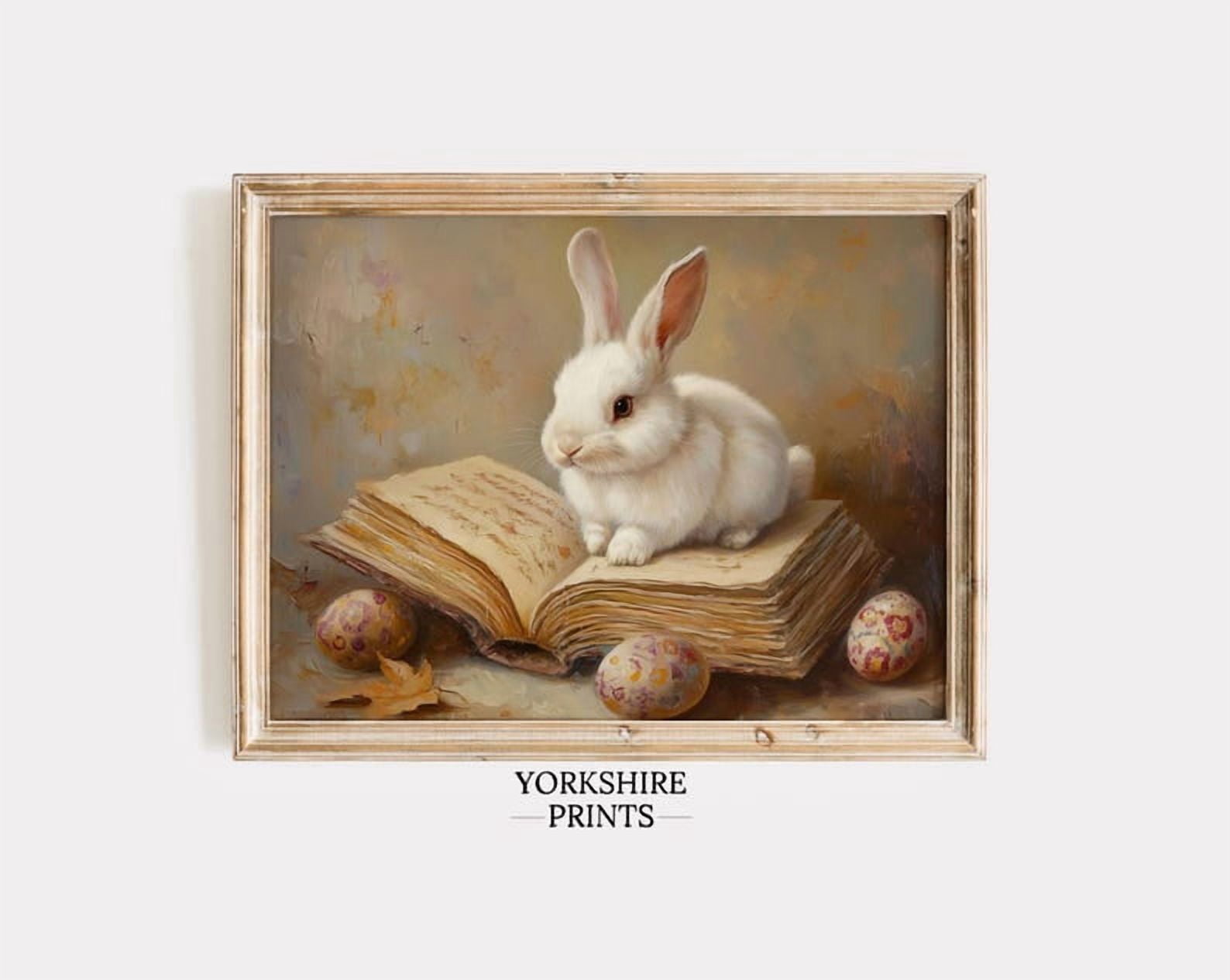 Easter Bunny Reading Book Wall Art Poster Print – Vintage White Rabbit ...