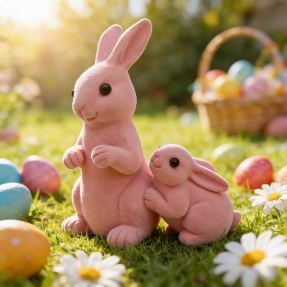 Easter Bunny Resin Statue Home Decor Tabletop Decorations Spring Gift ...
