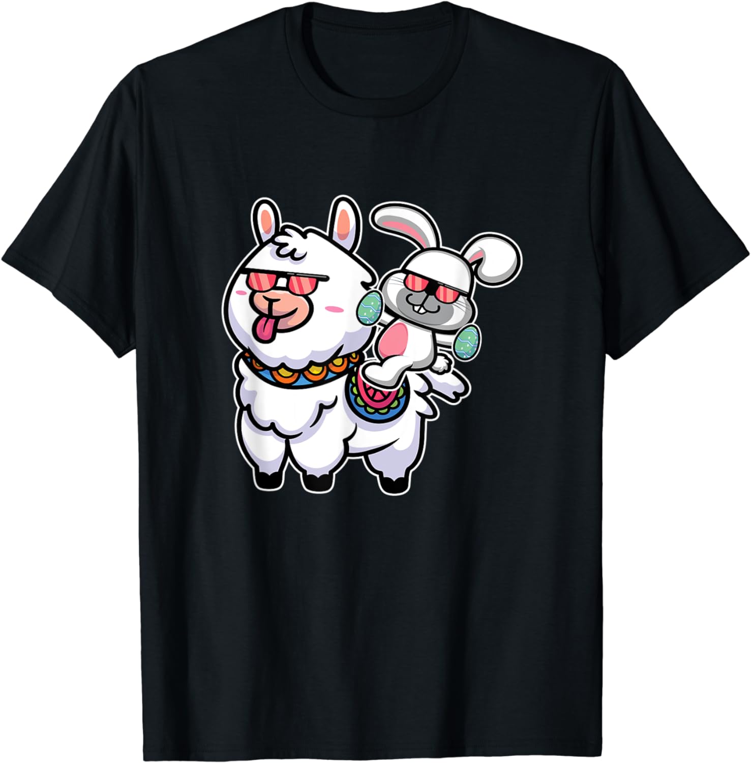 Easter Bunny Riding On Lama Funny Easter Egg Hunt 2025 Kids T-Shirt ...
