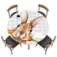 Easter Bunny Round Fitted Tablecloth with Elastic Edge Watercolor Brown ...
