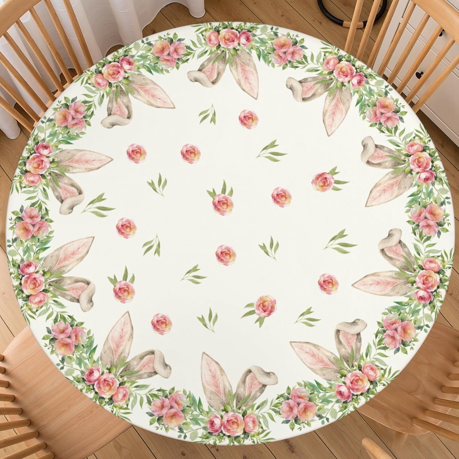 Easter Bunny Round Fitted Tablecloth with Elastic Edge 44-48 Inch ...
