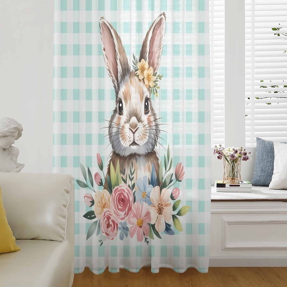 Easter Bunny Semi Sheer Curtains Drapes for Living Room,Bedroom,French ...