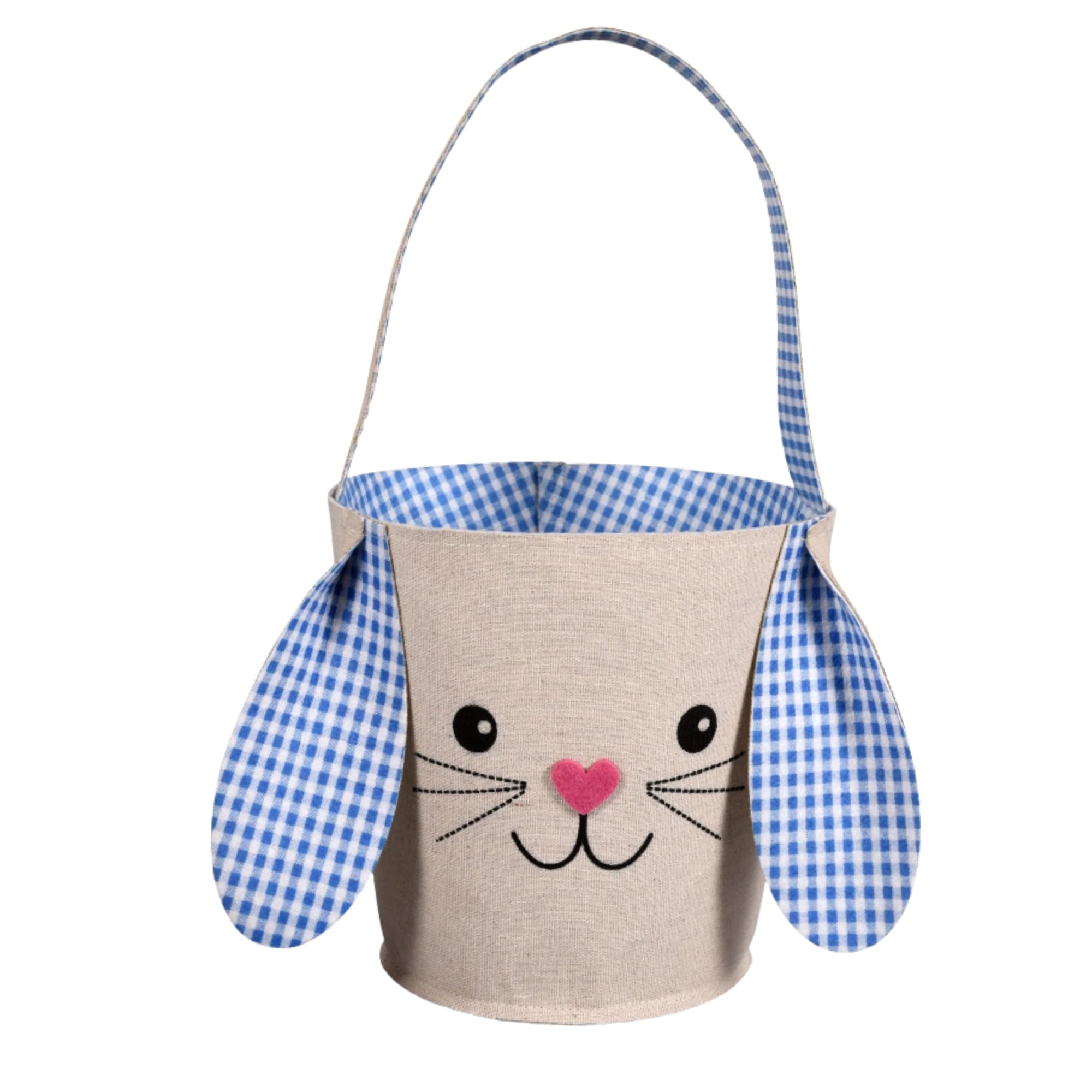Easter Bunny Shaped Basket Blue Fabric Tote Egg Bags with Handle and ...