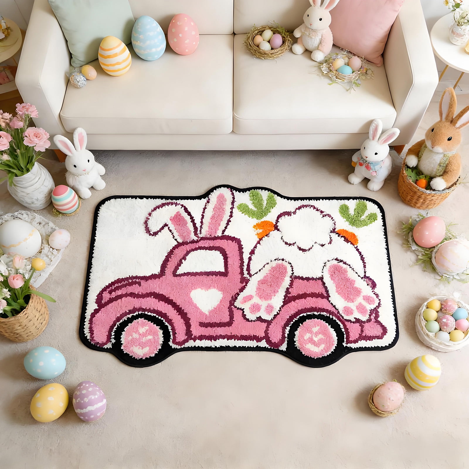 Easter Bunny Shaped Floor Mat for Festive Home Decor - Non-Slip and ...