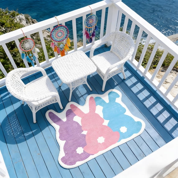Easter Bunny Shaped Floor Mat Super Soft Indoor Outdoor Floor Rug Non ...