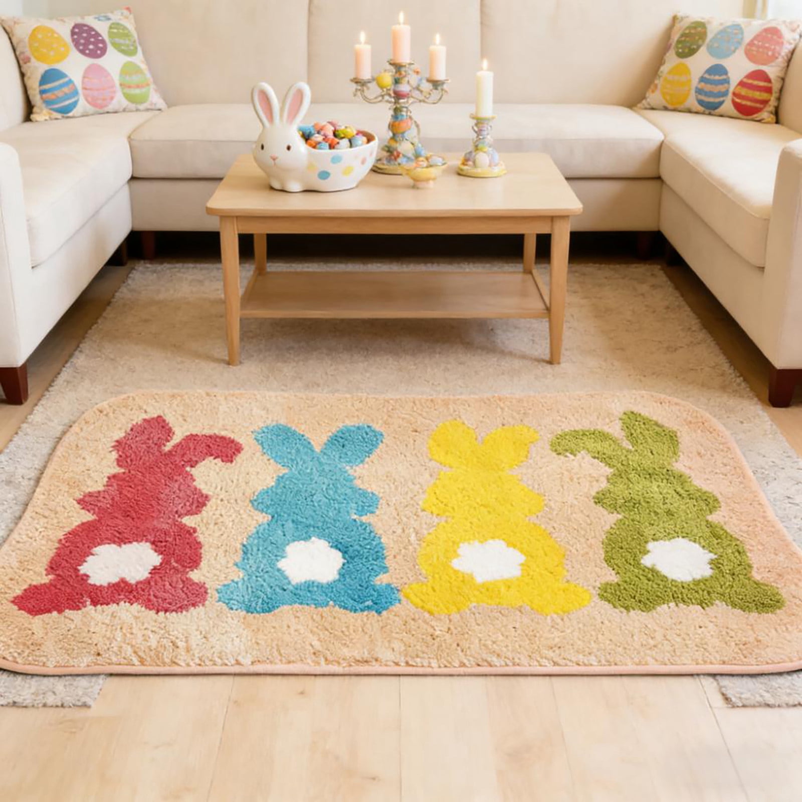 Easter Bunny Shaped Floor Mat Super Soft Non-Slip Cozy Rug for Bedroom ...