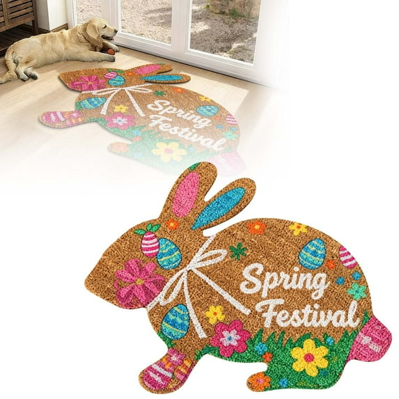 Easter Bunny Shaped Welcome Doormat for Indoor Outdoor Use featuring ...