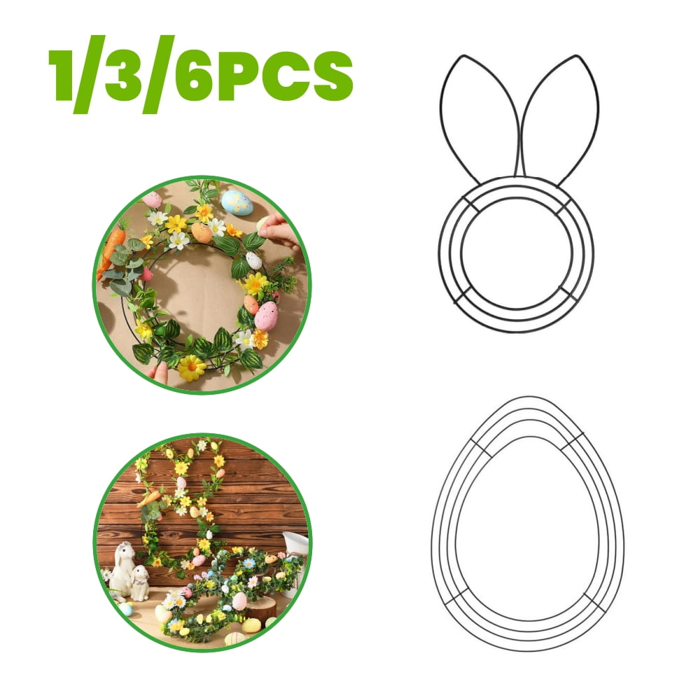 Easter Bunny Shaped Wreath Metal Frame, Wire Form Floral Garden Wire ...