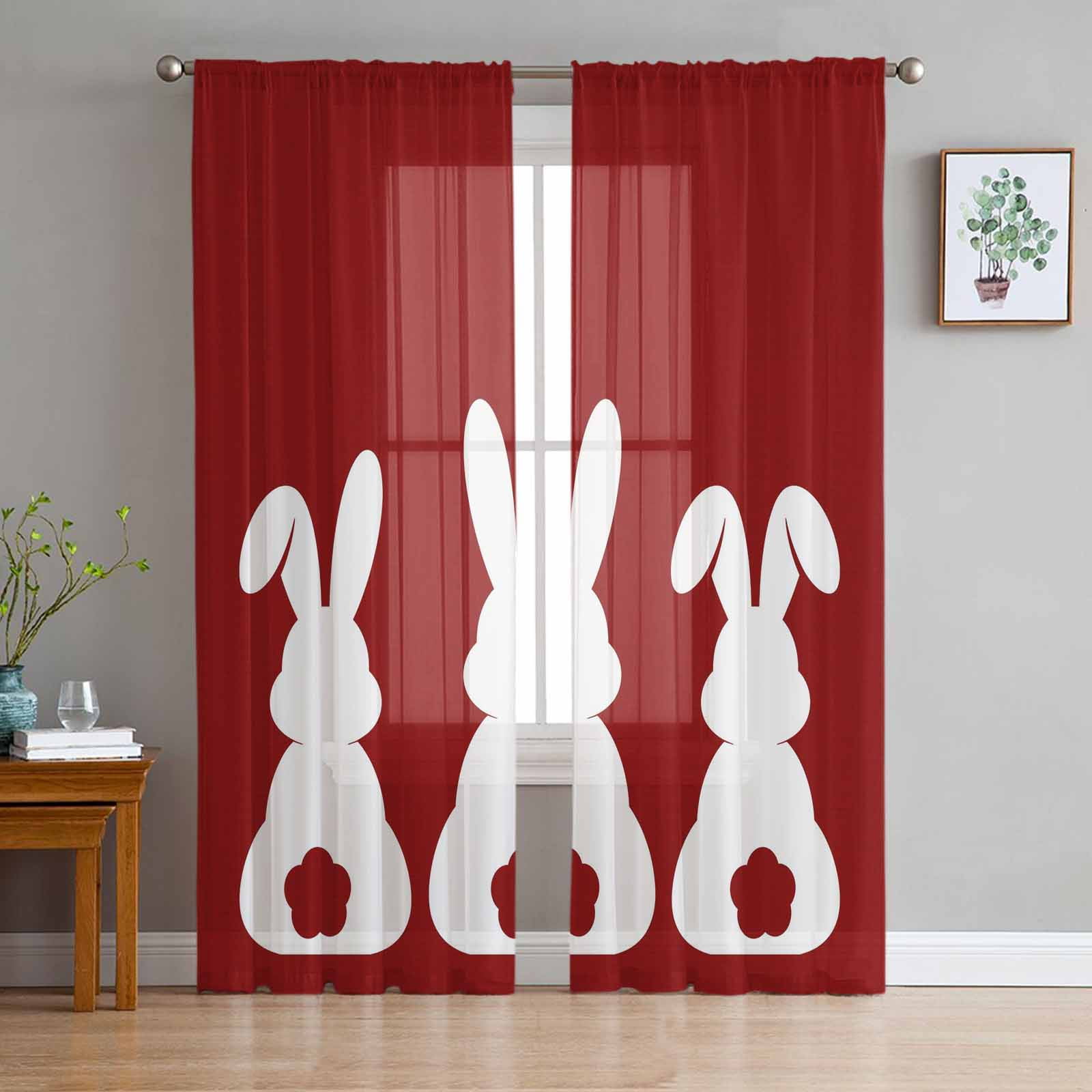 Easter Bunny Sheer Curtains 72 Inches Long 2 Panels Set, Window Sheer ...