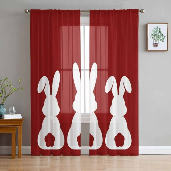Easter Bunny Sheer Curtains 72 Inches Long 2 Panels Set, Window Sheer ...