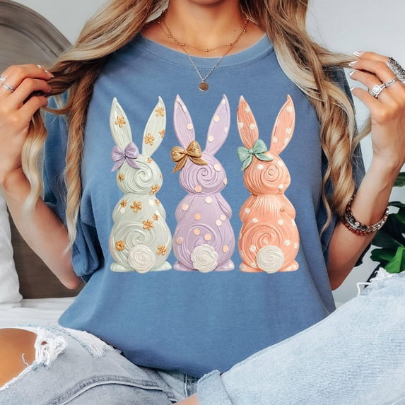 Easter Bunny Shirt Floral Bunny Shirt Spring Rabbit Shirt Cute Easter ...