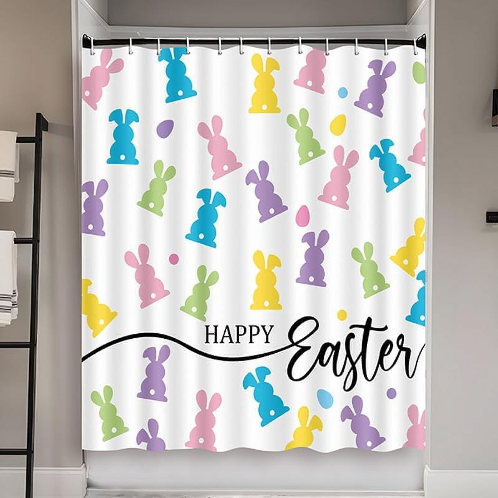 Easter Bunny Shower Curtain for Bathroom Spring Decorations Set with ...