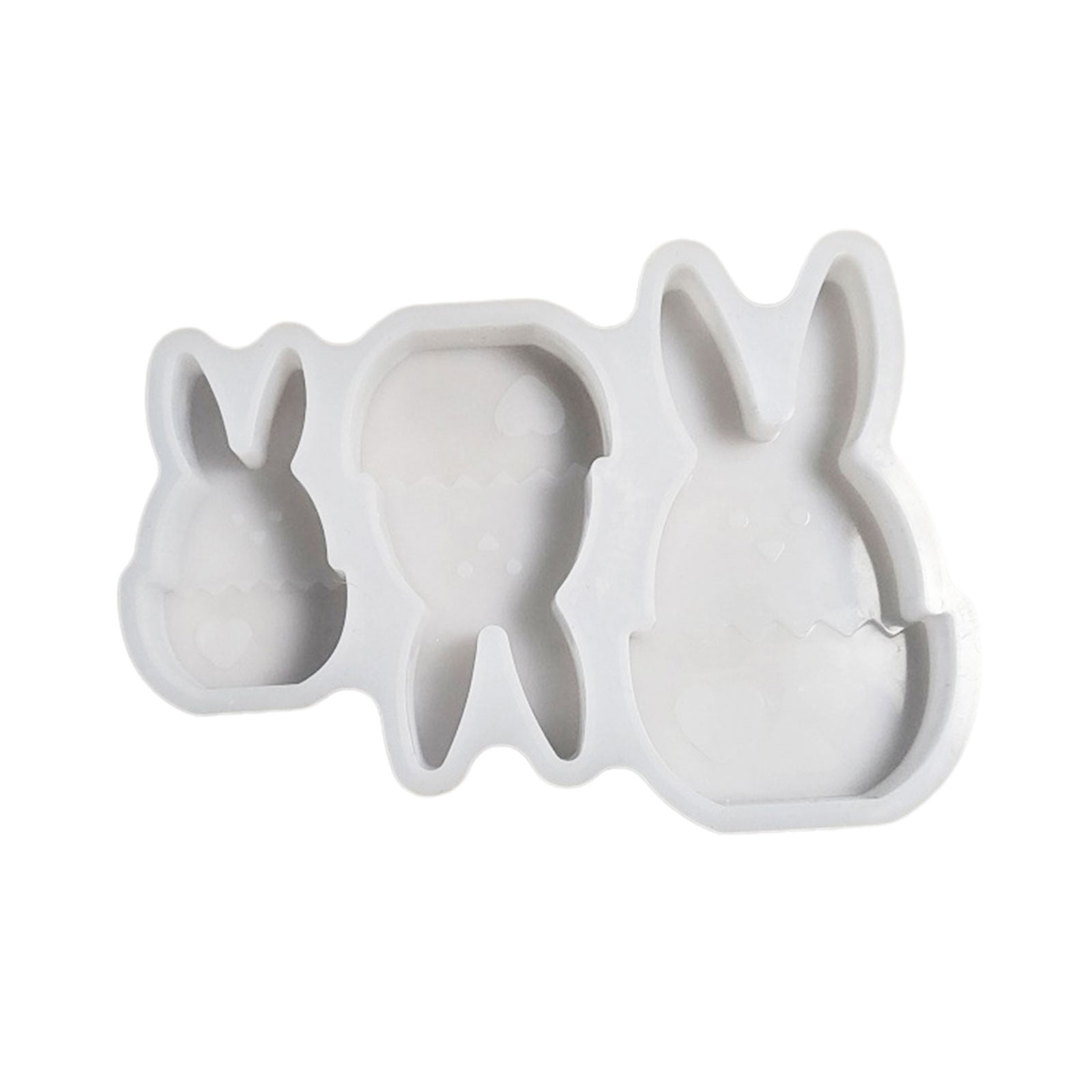 Easter Bunny Silicone Moulds Cute Rabbit Hollow Heart Easter Egg Candle ...