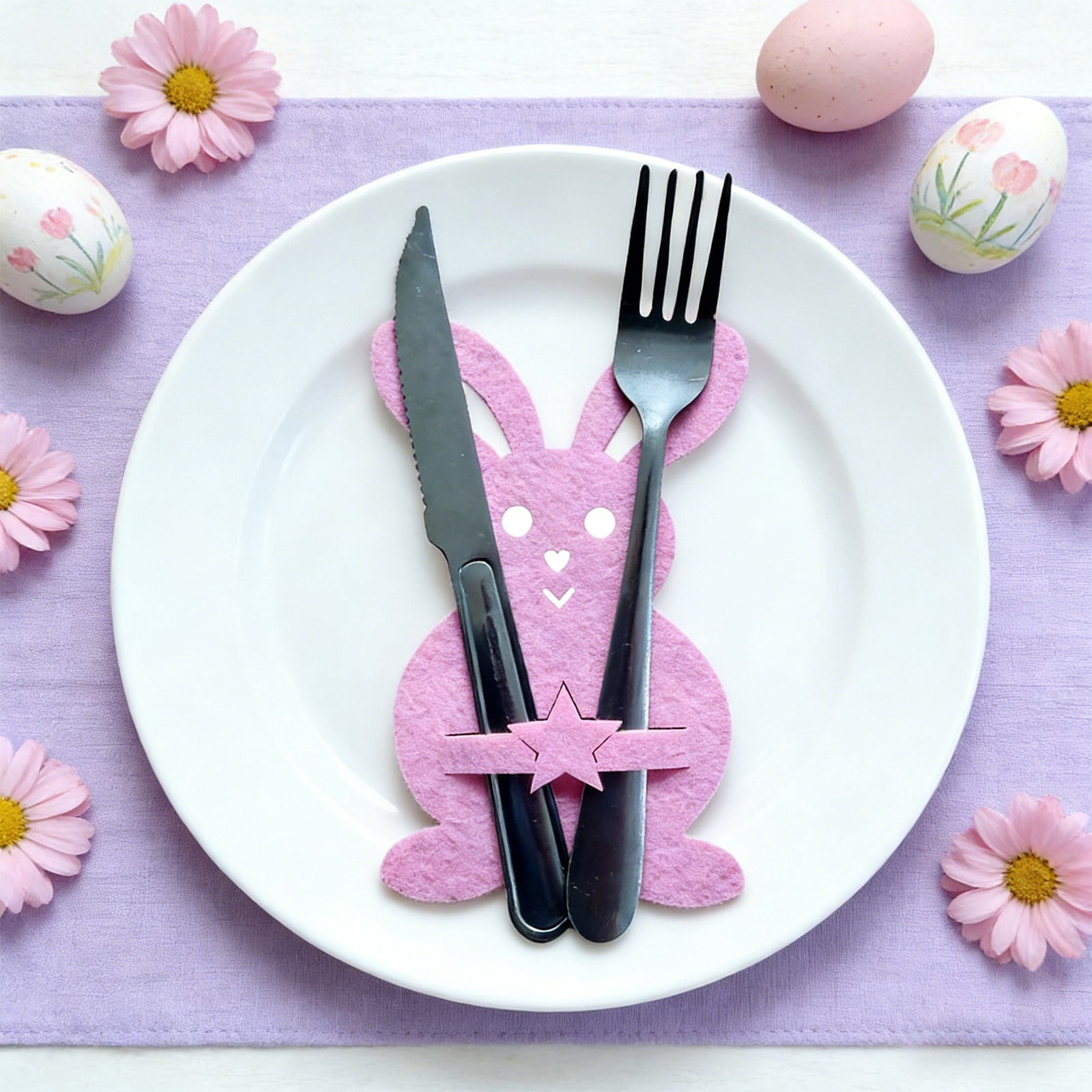 Easter Bunny Silverware Holders Set of 4, Fabric Cutlery Pouches for ...