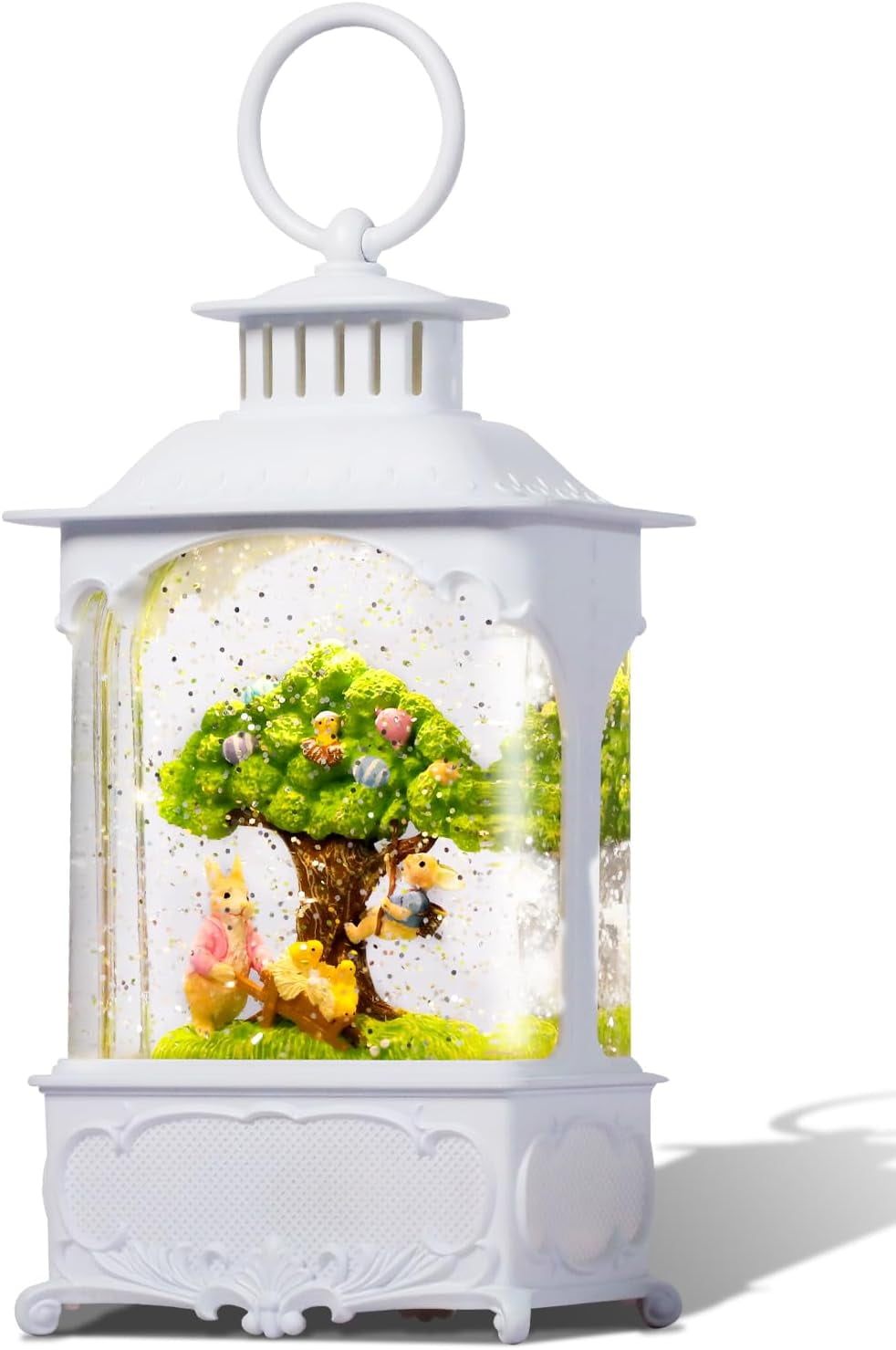 Easter Bunny Snow Globe for Easter Decorations, Pushing a Chick Cart ...