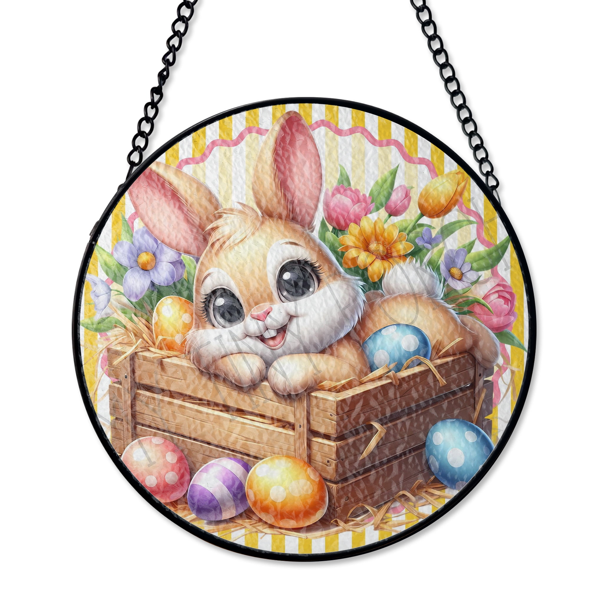 Easter Bunny Spring Holiday Suncatcher Stained Glass Style, UV Printed ...