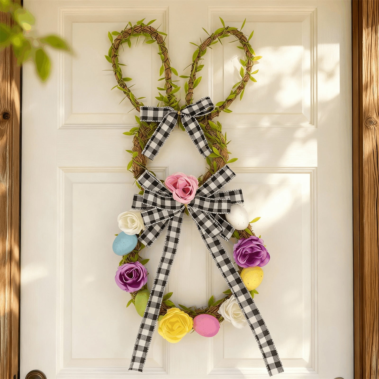 Easter Bunny Spring Wreath Blossom Rabbit Garland with Pastel ...