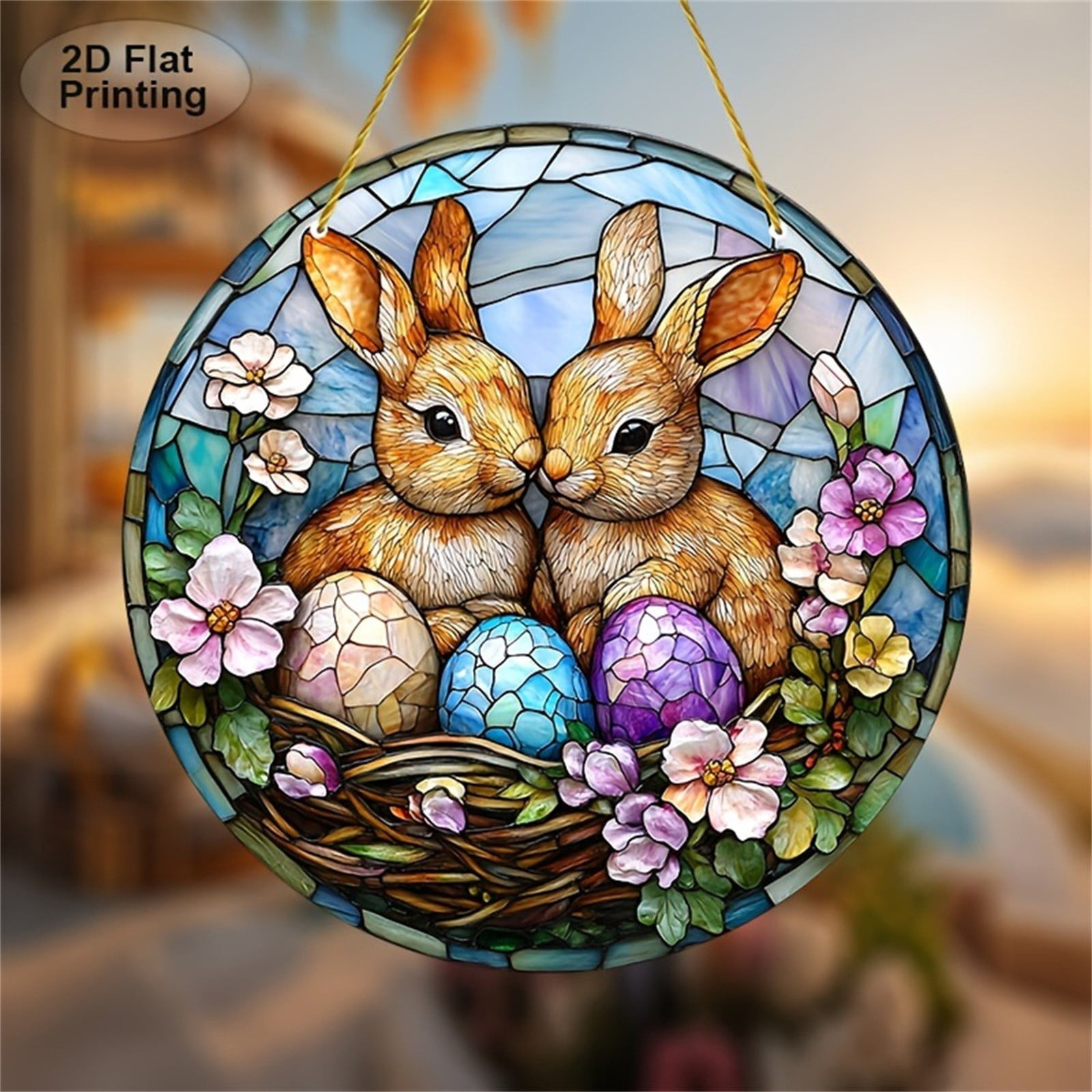 Easter Bunny Stained Glass Round Suncatcher - Walmart.com