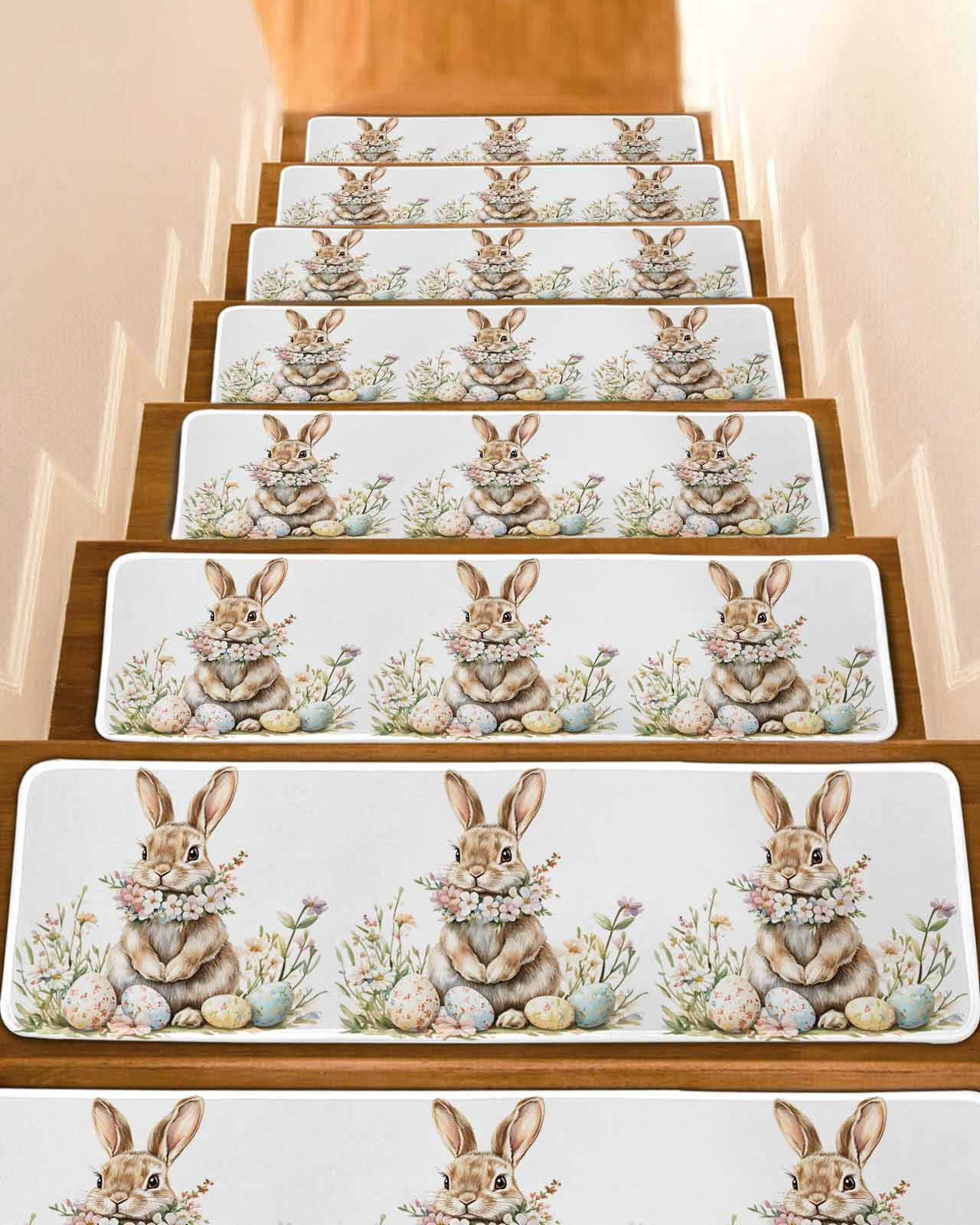 Easter Bunny Stair Treads for Wooden Steps Indoor Runner Rug Carpet ...
