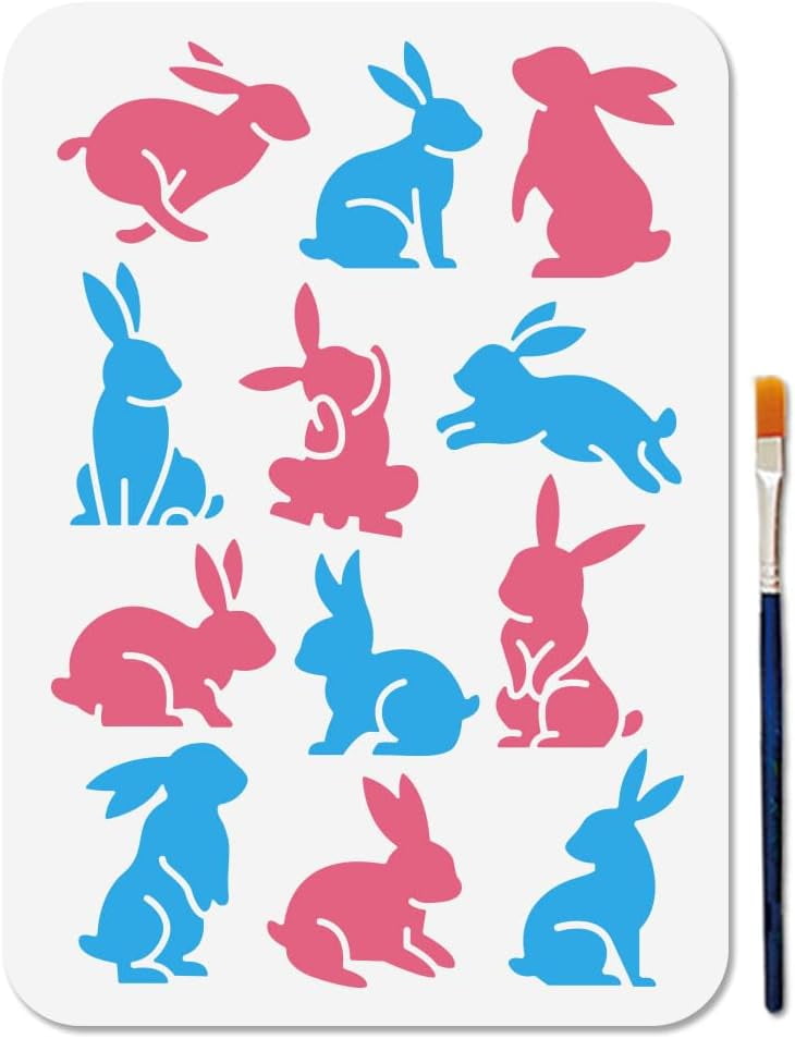 Easter Bunny Stencil 11.7×8.3inch Reusable Bunny Rabbits Stencils for ...