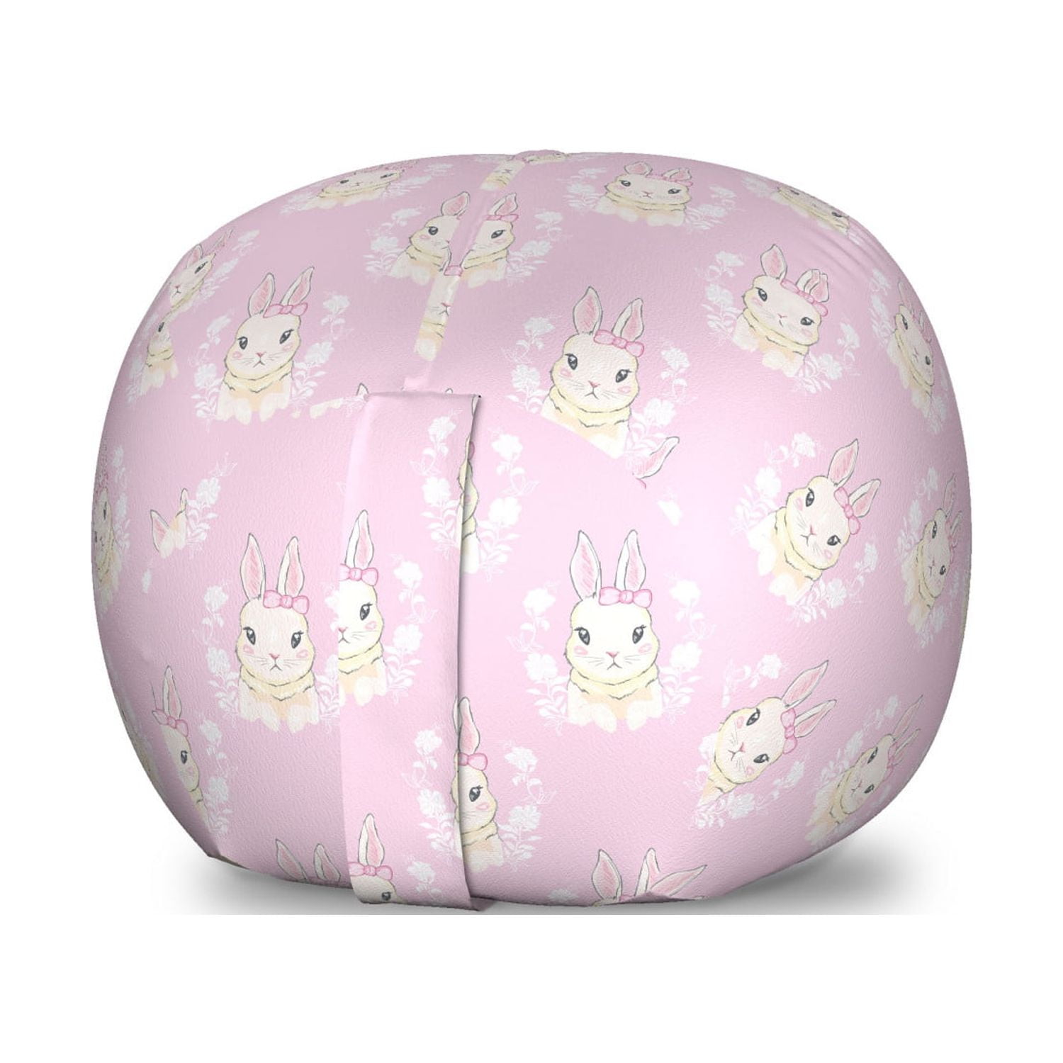 Easter Bunny Storage Toy Bag Chair, Rabbit with Ribbons Floral Spring ...