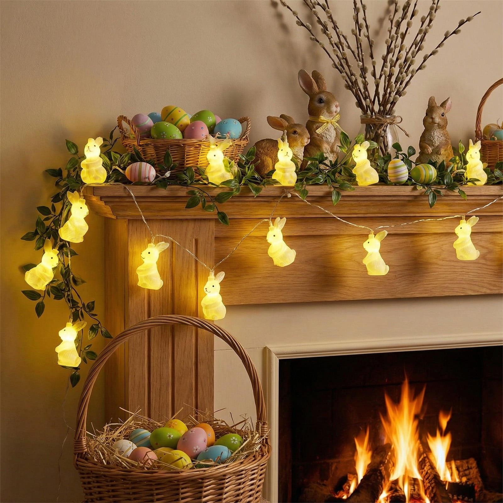 Easter Bunny String Lights, 10ft 20 LED Bunny Carrot Fairy Lights ...