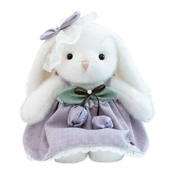 Easter Bunny Stuffed Animal with Dress&Bow, 11 Inch Soft Stuffed Rabbit ...