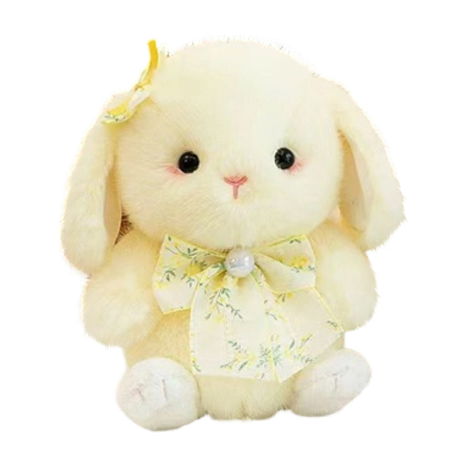 Easter Bunny Stuffed Animal with Floral Bow, 9 Inch Cute Rabbit Stuffed ...