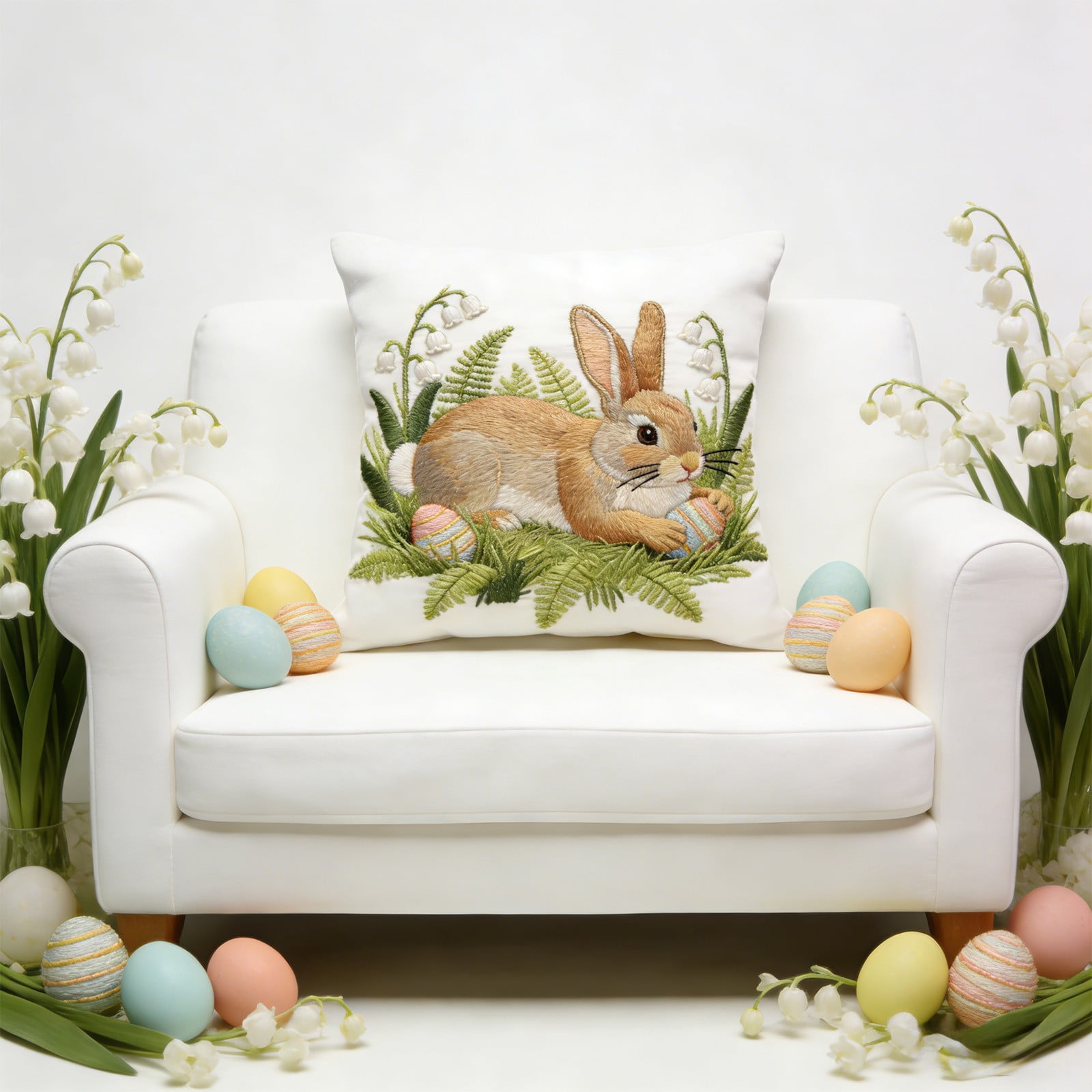 Easter Bunny Stuffed Animal Pillow Cover Square Bunny Pillowcase ...