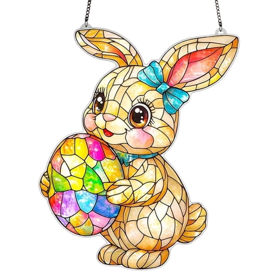 Easter Bunny Suncatcher Ornaments 2D Acrylic Rabbit Holding Eggs ...