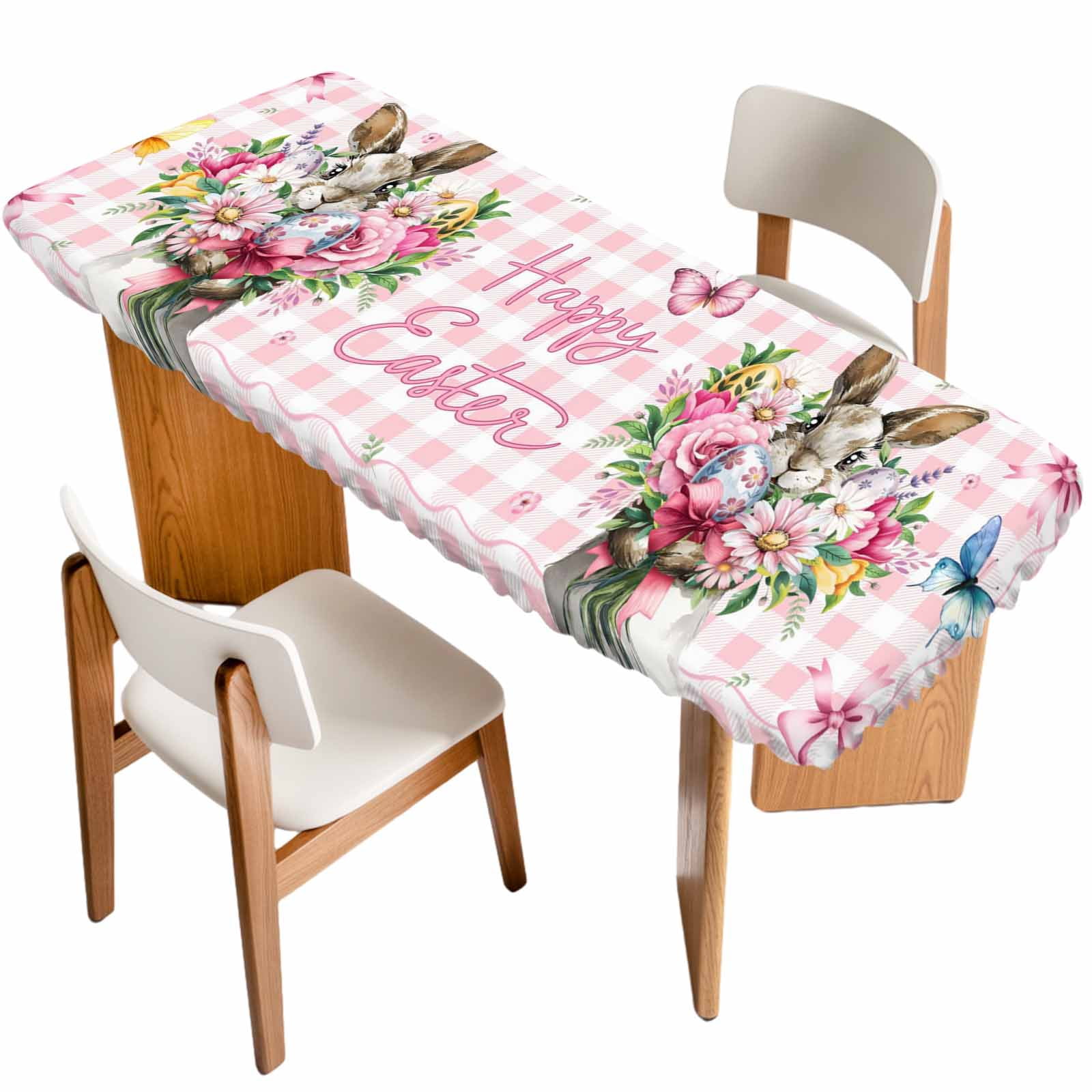 Easter Bunny Table Cloths for 8 Foot Rectangle Tables, Cute Rabbits ...