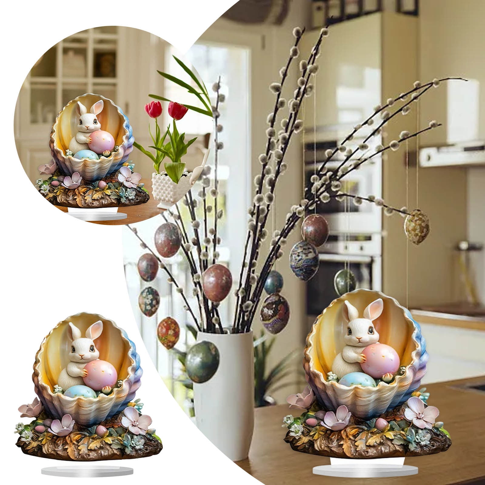 Easter Bunny Table Decoration Centerpiece, 2D Acrylic Eggs Rabbit Table ...