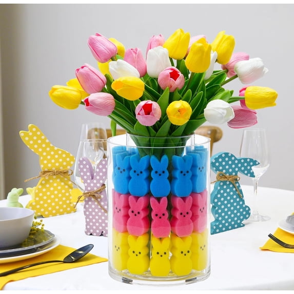 Easter Bunny Table Decorations - Artificial Tulips with Bunnies Vase ...