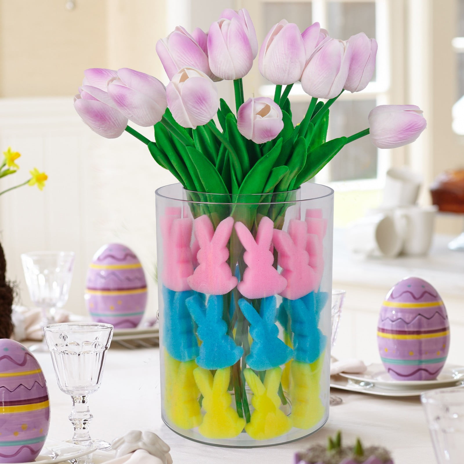 Easter Bunny Table Decorations - Easter Decor - Artificial Tulips with ...