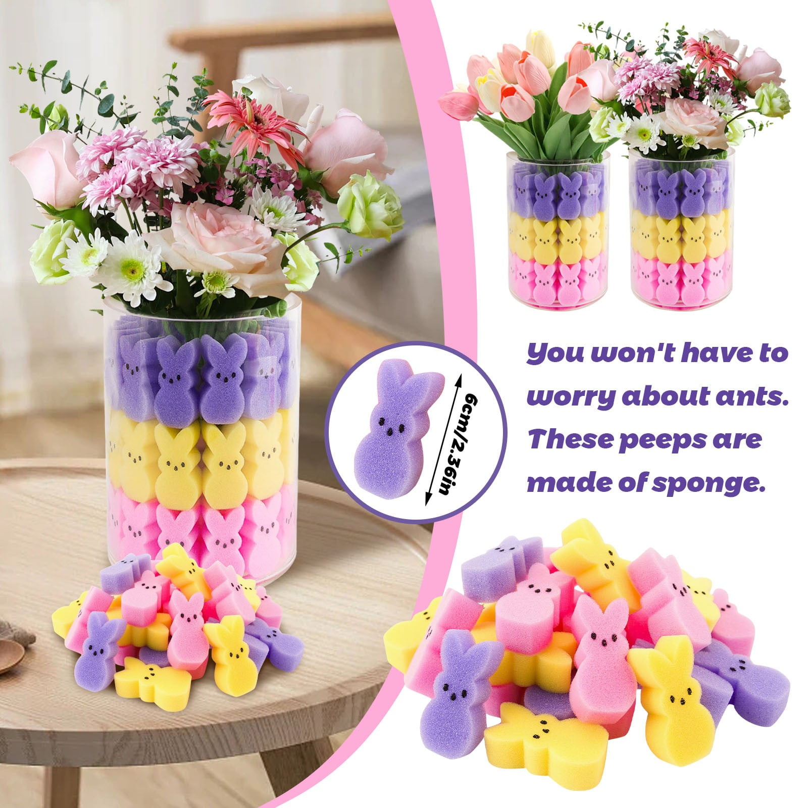 Easter Bunny Table Decorations - Easter Peeps Decor - Bunnies Vase ...