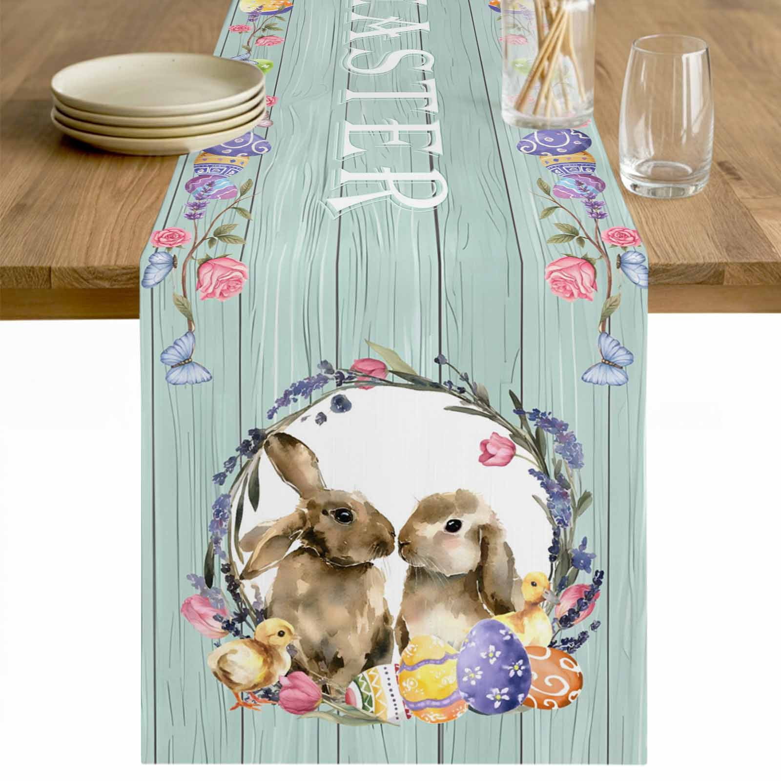 Easter Bunny Table Runner - 70 Inch Long Spring Easter Eggs Chick ...