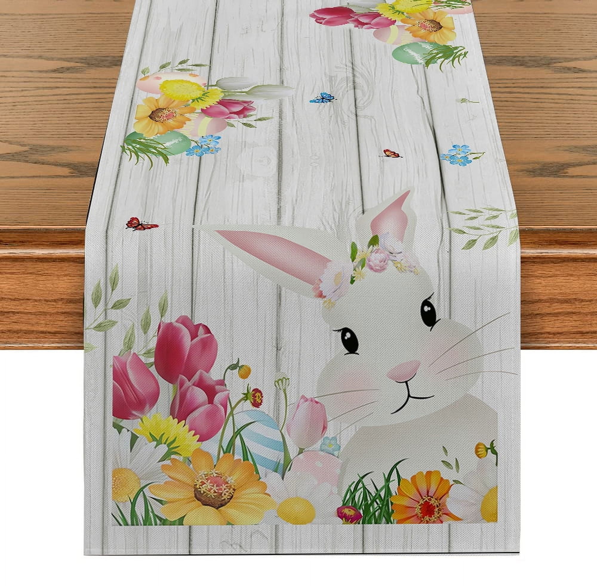Easter Bunny Table Runner Kitchen Table r Farmhouse Dining Table Runners Wedding Party rations ...
