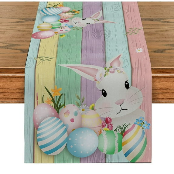 Easter Bunny Table Runner Kitchen Table r Farmhouse Dining Table Runners Wedding Party rations ...