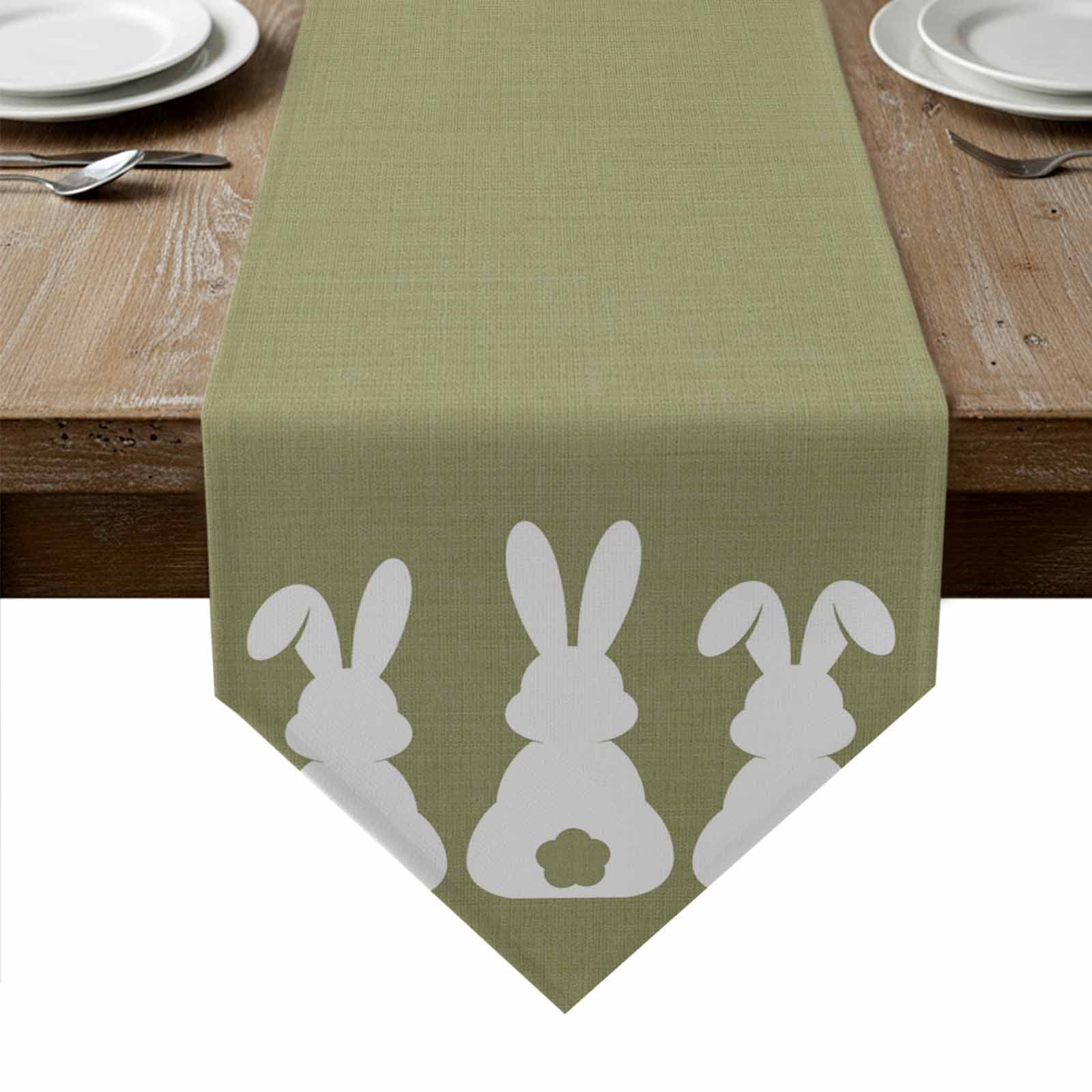 Easter Bunny Table Runner Linen Burlap Table Runner 108 Inches Long ...